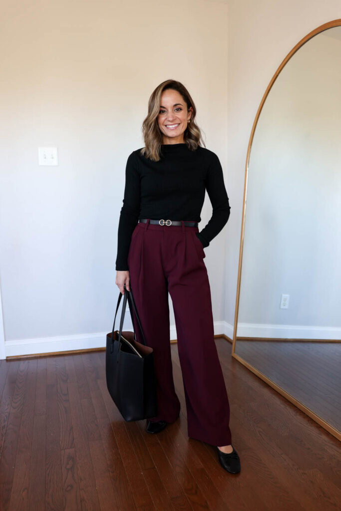Burgundy Wide-Leg Pants Three Ways - Pumps & Push Ups